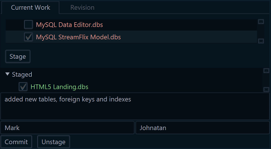 Share the database design in team using GIT