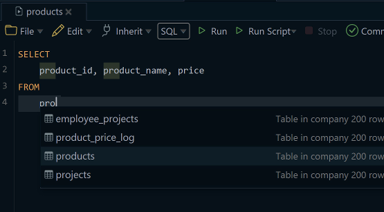 Edit and execute SQL Queries